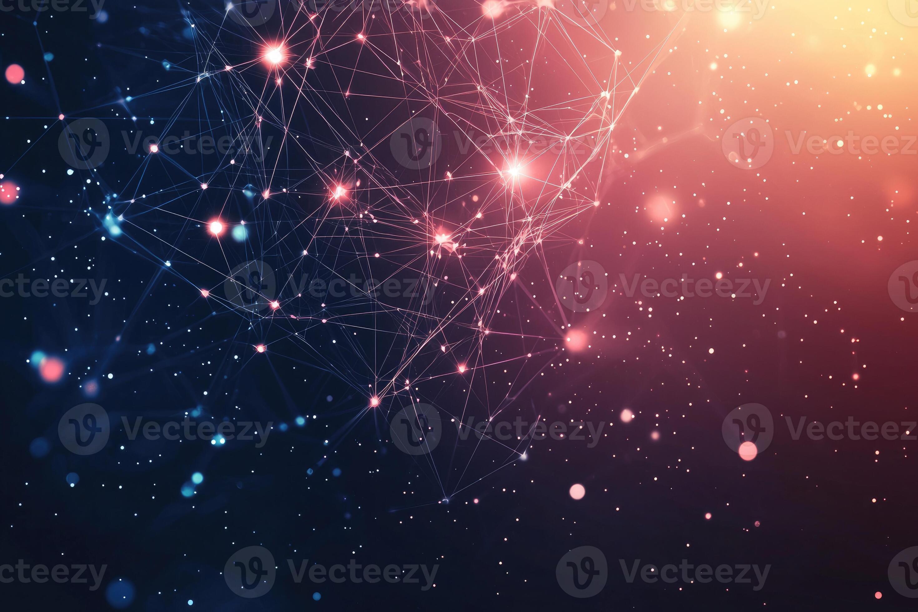 Futuristic Digital Network Visualization With Glowing Nodes And Lines Representing Data