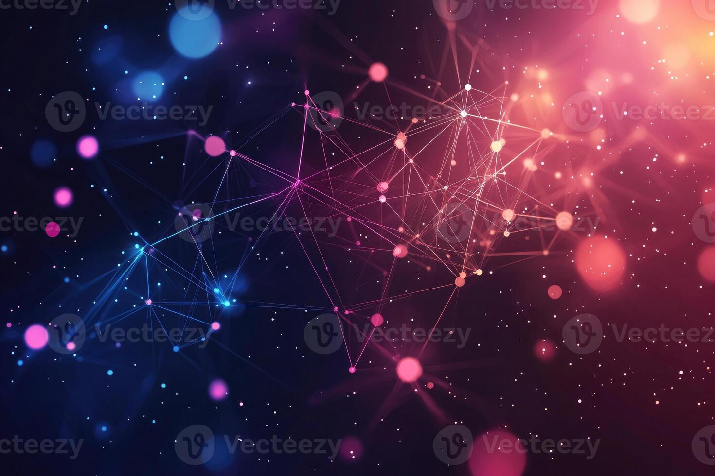 Futuristic Digital Network Visualization With Glowing Nodes And Lines Representing Data