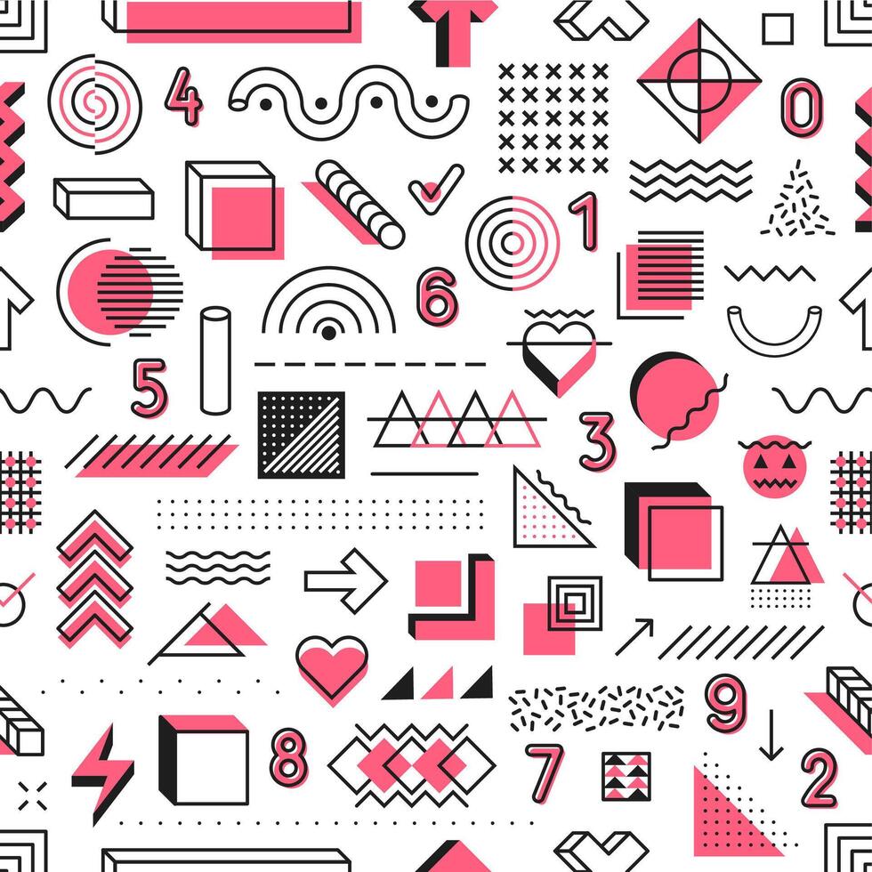 Abstract Memphis geometric shapes seamless pattern 50812142 Vector Art ...