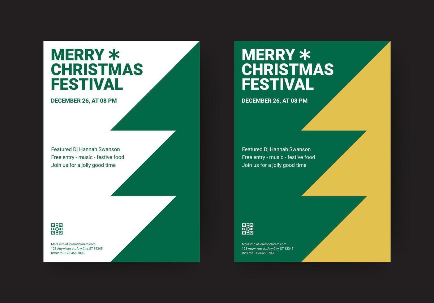 Merry Christmas festival minimal geometric spruce flyer design template ...