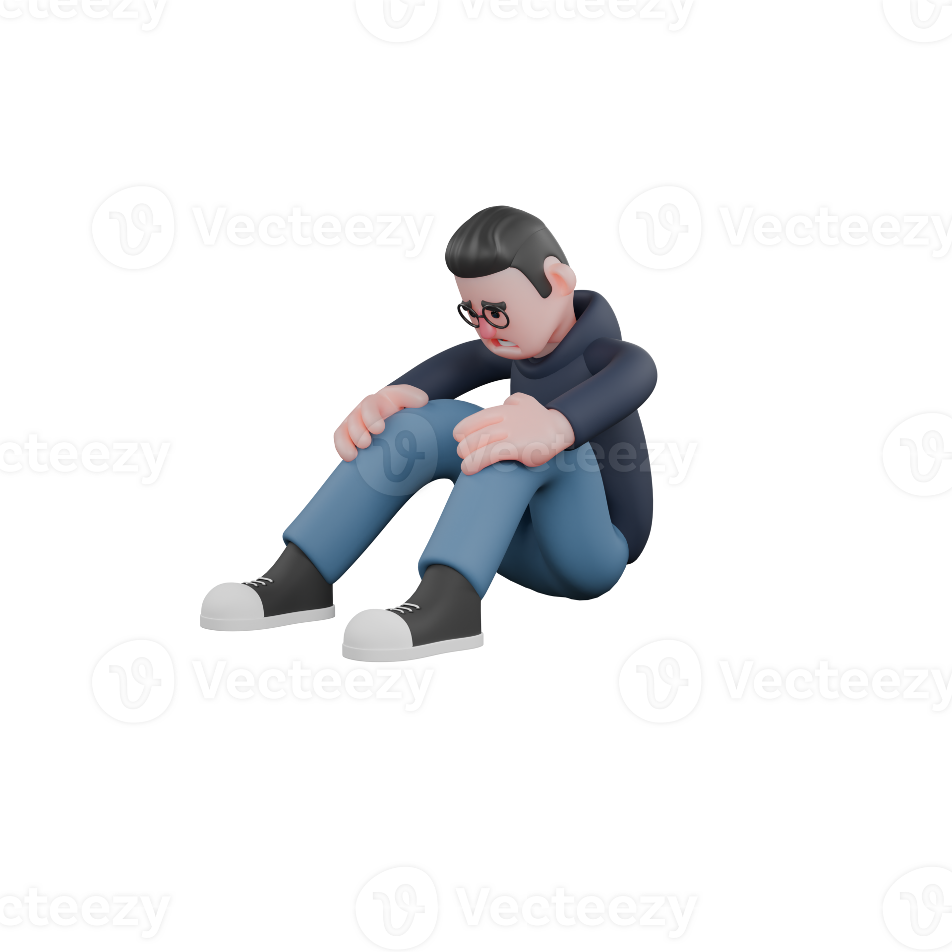 Male Programmer 3D Professional. A male programmer is sitting with his ...