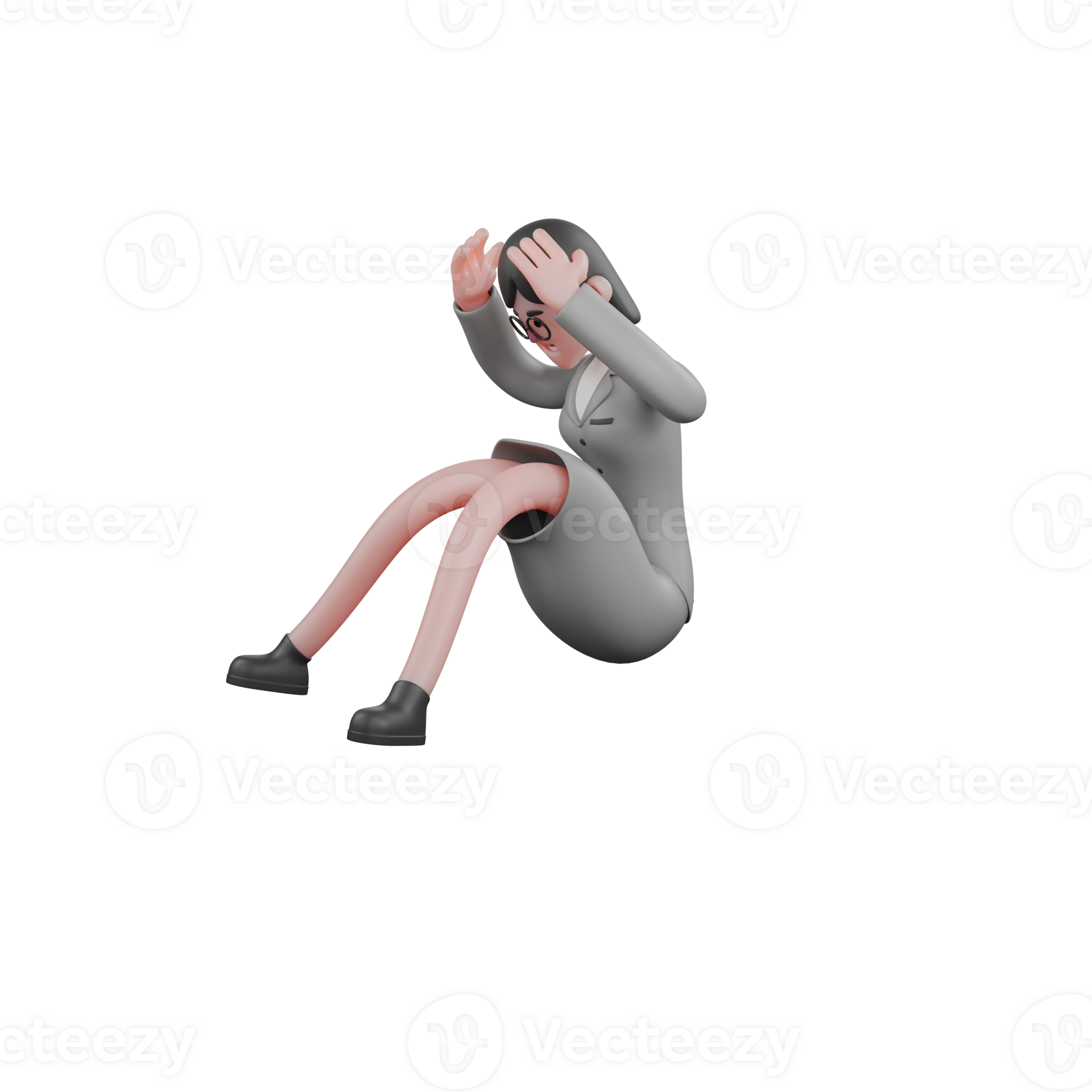 3d News Journalist Female A Female Journalist Is Sitting Down With Her Knees Bent And Both