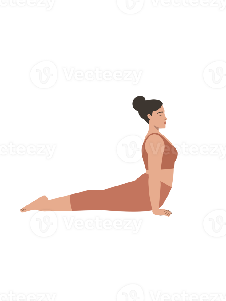 White Body Positive Woman Doing Yoga Cobra Pose 50832056 Png