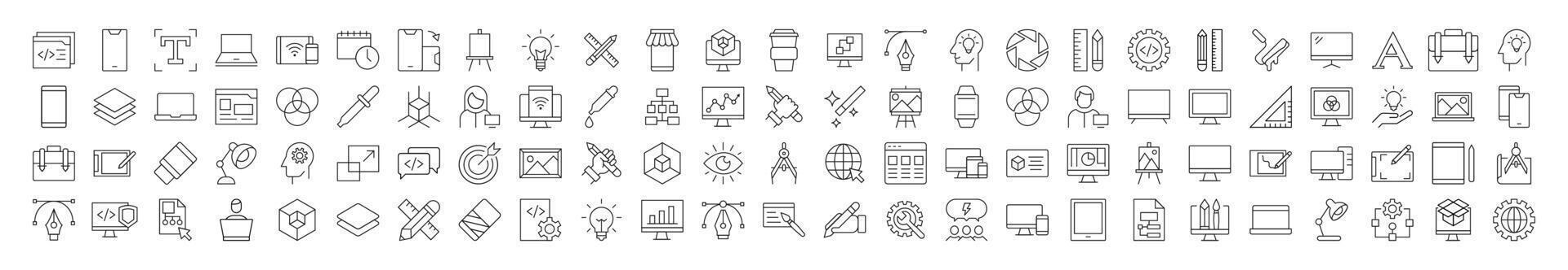 Line Signs of programming, coding, web design, engineering for Adverts ...