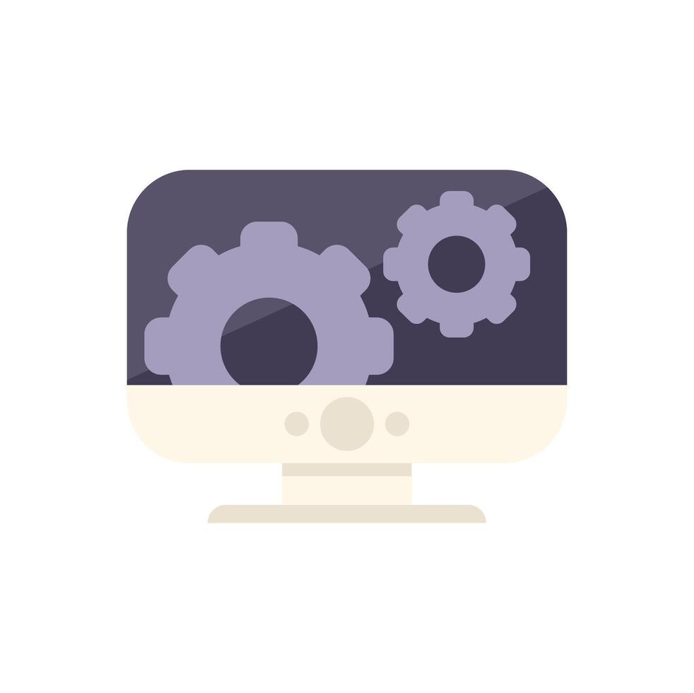 Computer Monitor Displaying Gears Representing Software Development Process 50860278 Vector Art