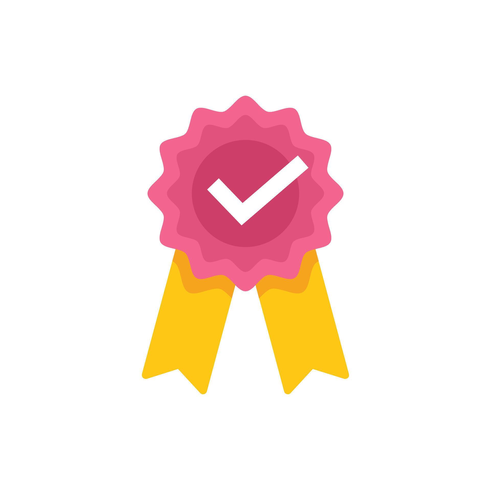 Pink approved or certified medal icon with yellow ribbon showing validation 50860427 Vector Art ...