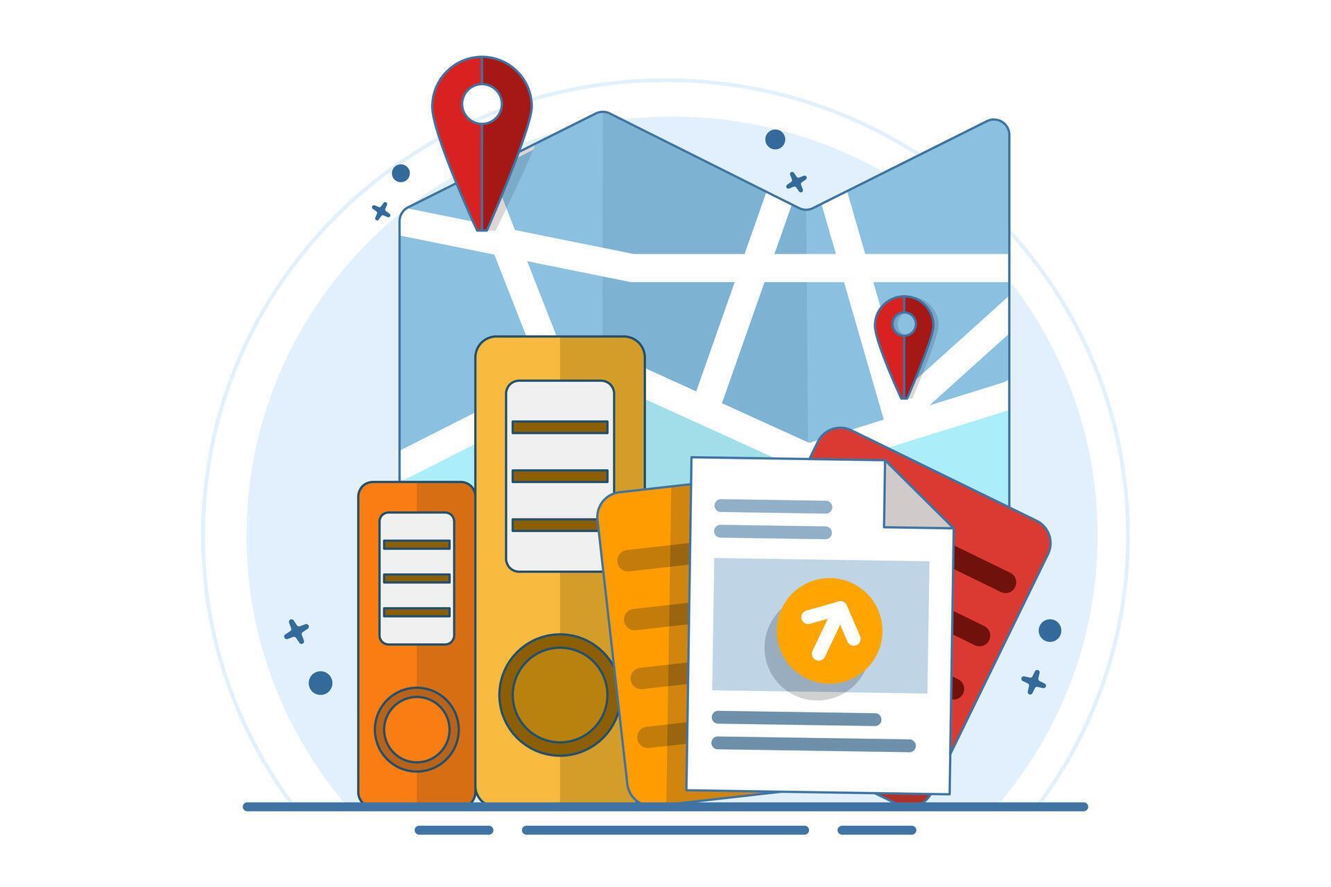 map concept. map UI elements. Geographical position and address. GPS ...