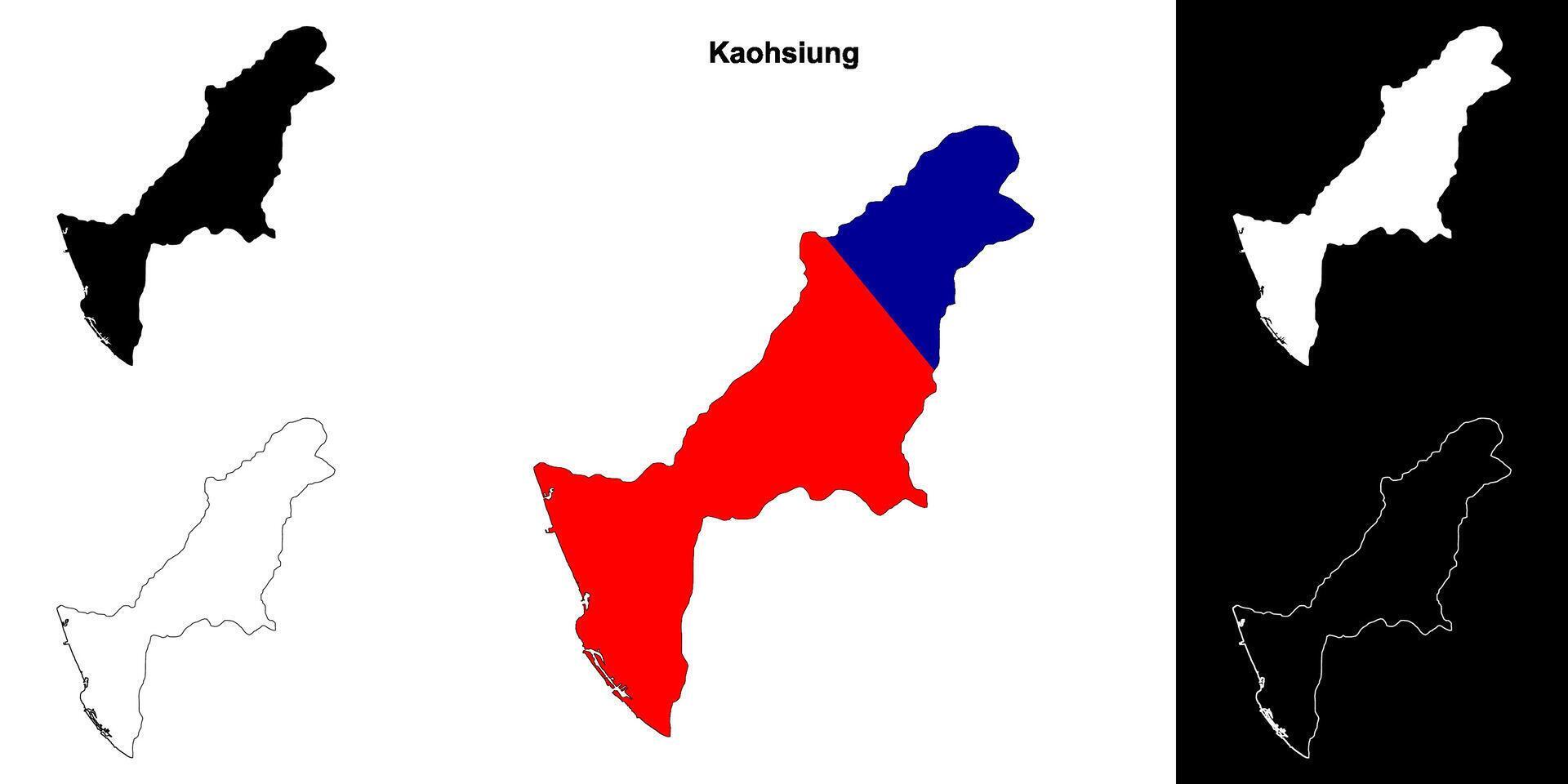 Kaohsiung outline map set 50891937 Vector Art at Vecteezy