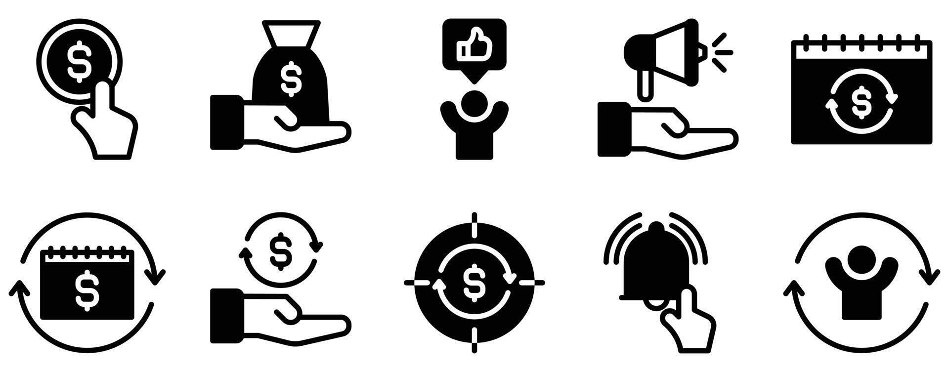 Subscription Business Model Icon Set Dynamic Solid Style Collection for ... Subscription Business Model Icon Set Dynamic Solid Style Collection for ...