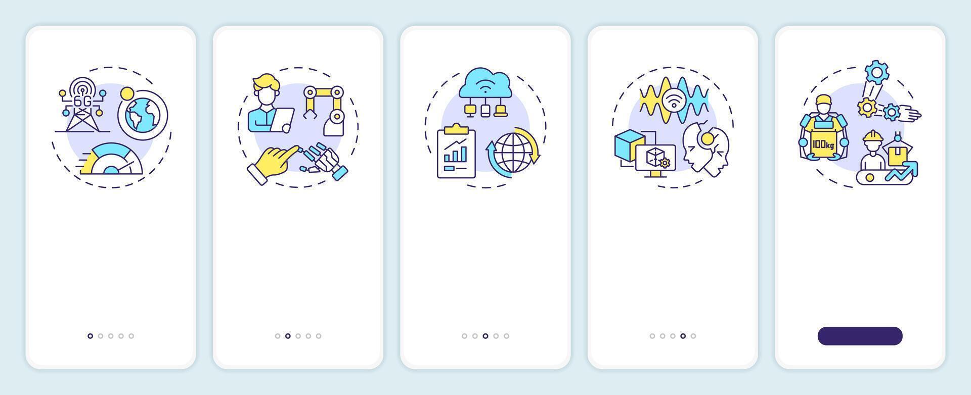 Technologies Of Industry 50 Onboarding Mobile App Screen Walkthrough