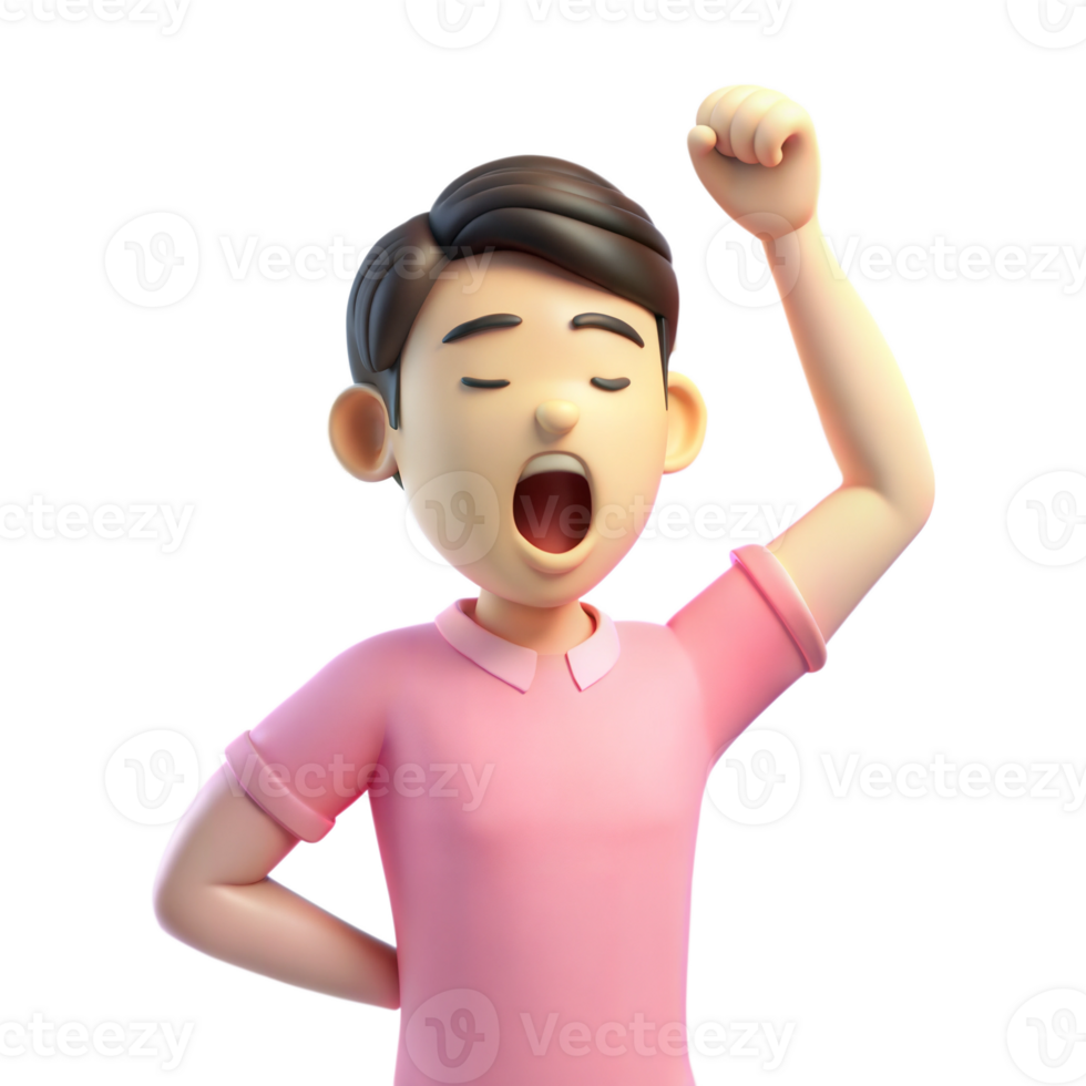 3d Hacer De Un Hombre Bostezando Con Su Brazo Elevado 50907364 Png