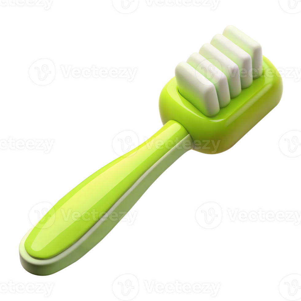 Green Plastic Toothbrush With White Bristles Isolated on Transparent ...
