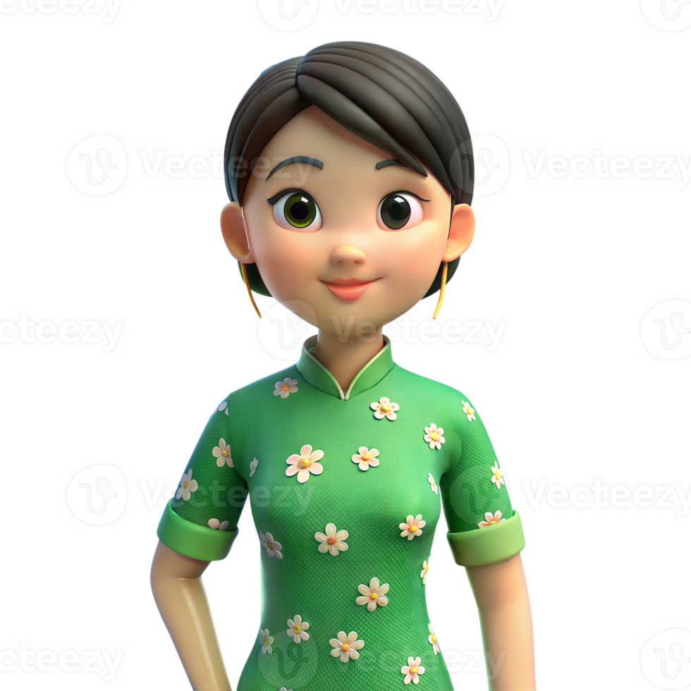 3d Animated Woman Wearing Traditional Chinese Dress 50907422 Png