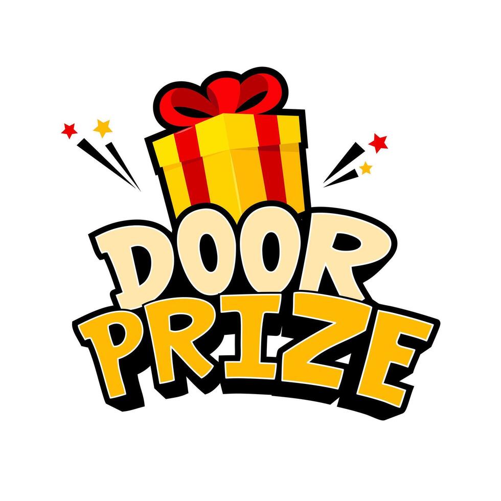 Door Prize Text With Gift Box Illustration Suitable For Special Sale door-prize-text-with-gift-box-illustration-suitable-for-special-sale