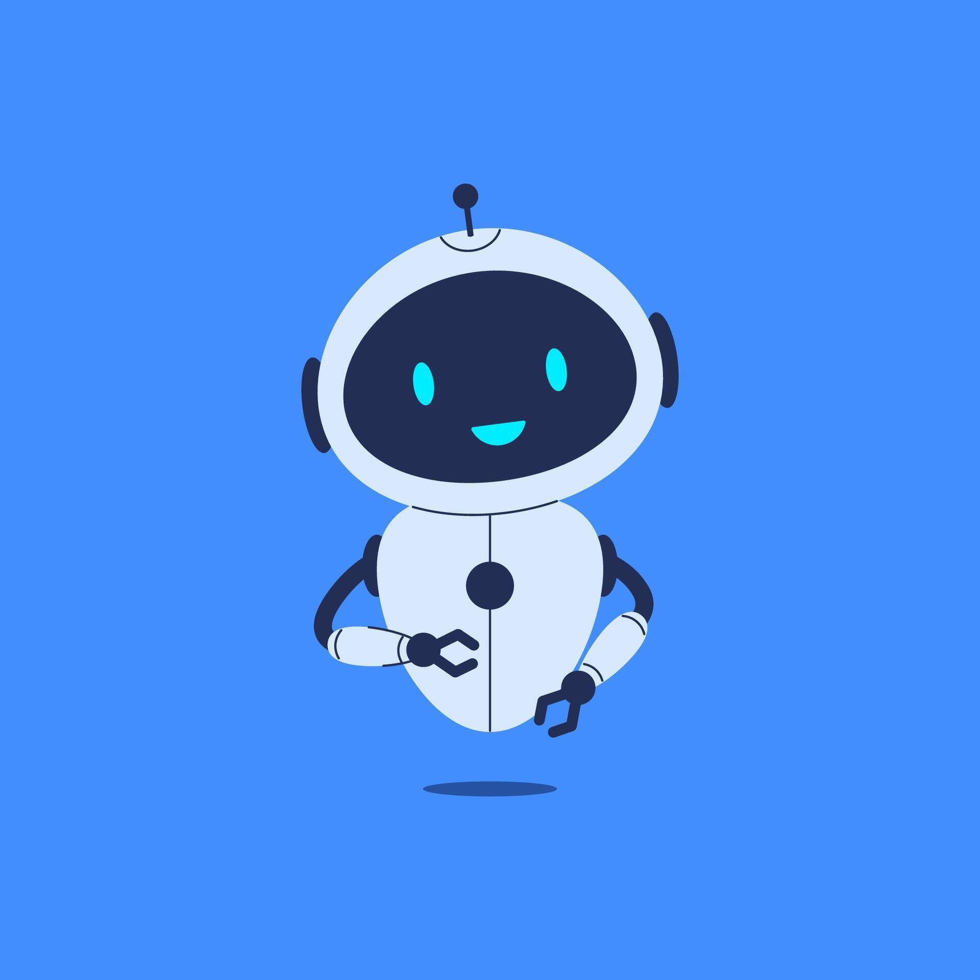 Cute Smiling Robot On Blue Background Illustration For Tech Themed