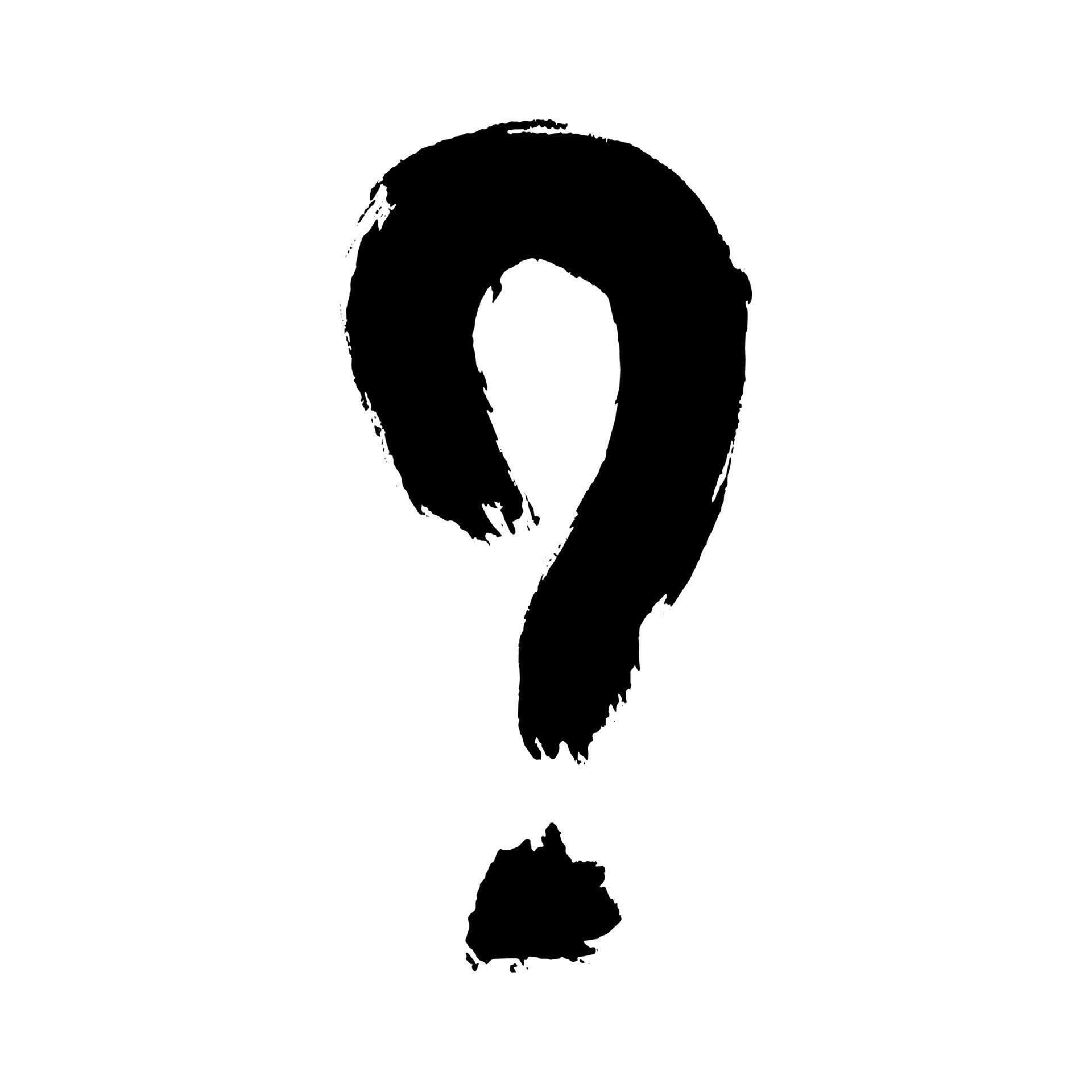 Hand drawn ink question mark illustration in sketch style. Single ...