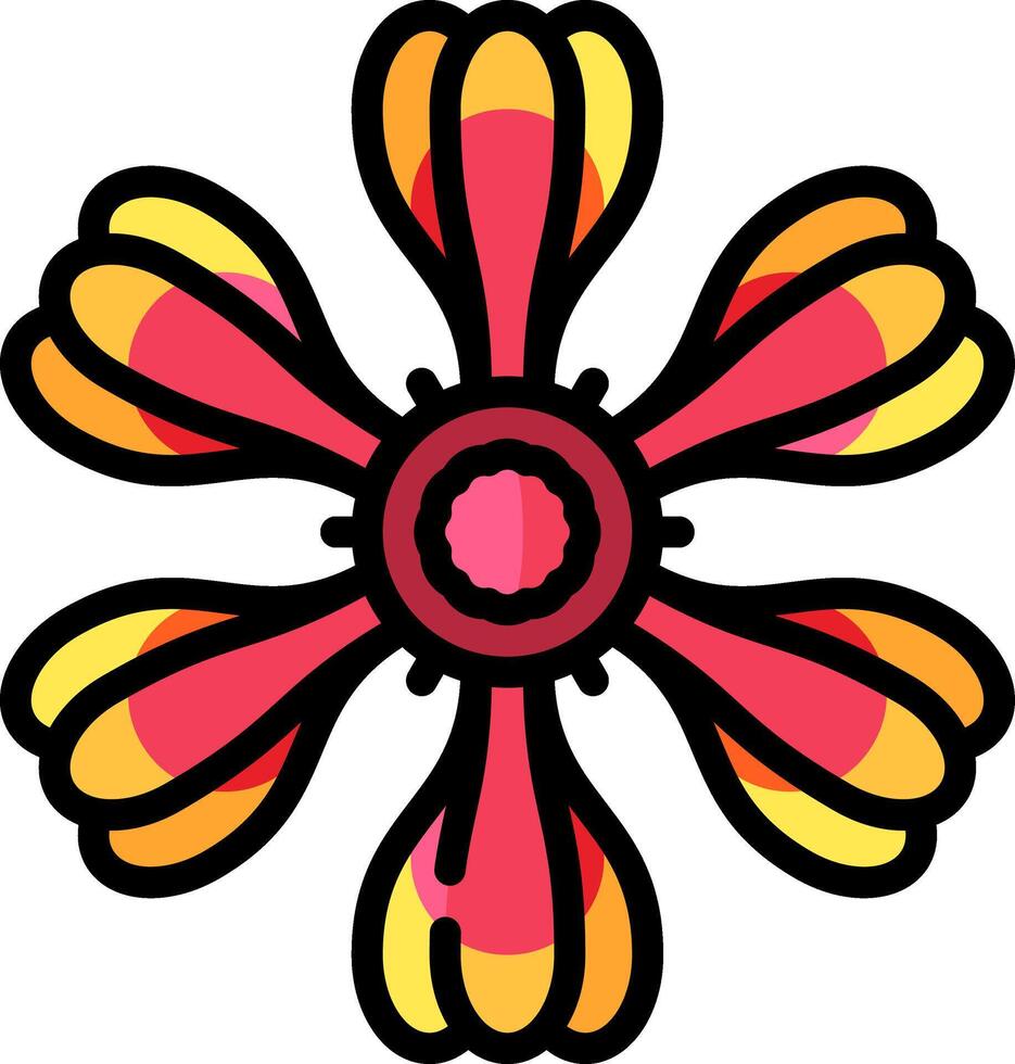 A flower with a red, yellow and pink center 50912621 Vector Art at Vecteezy