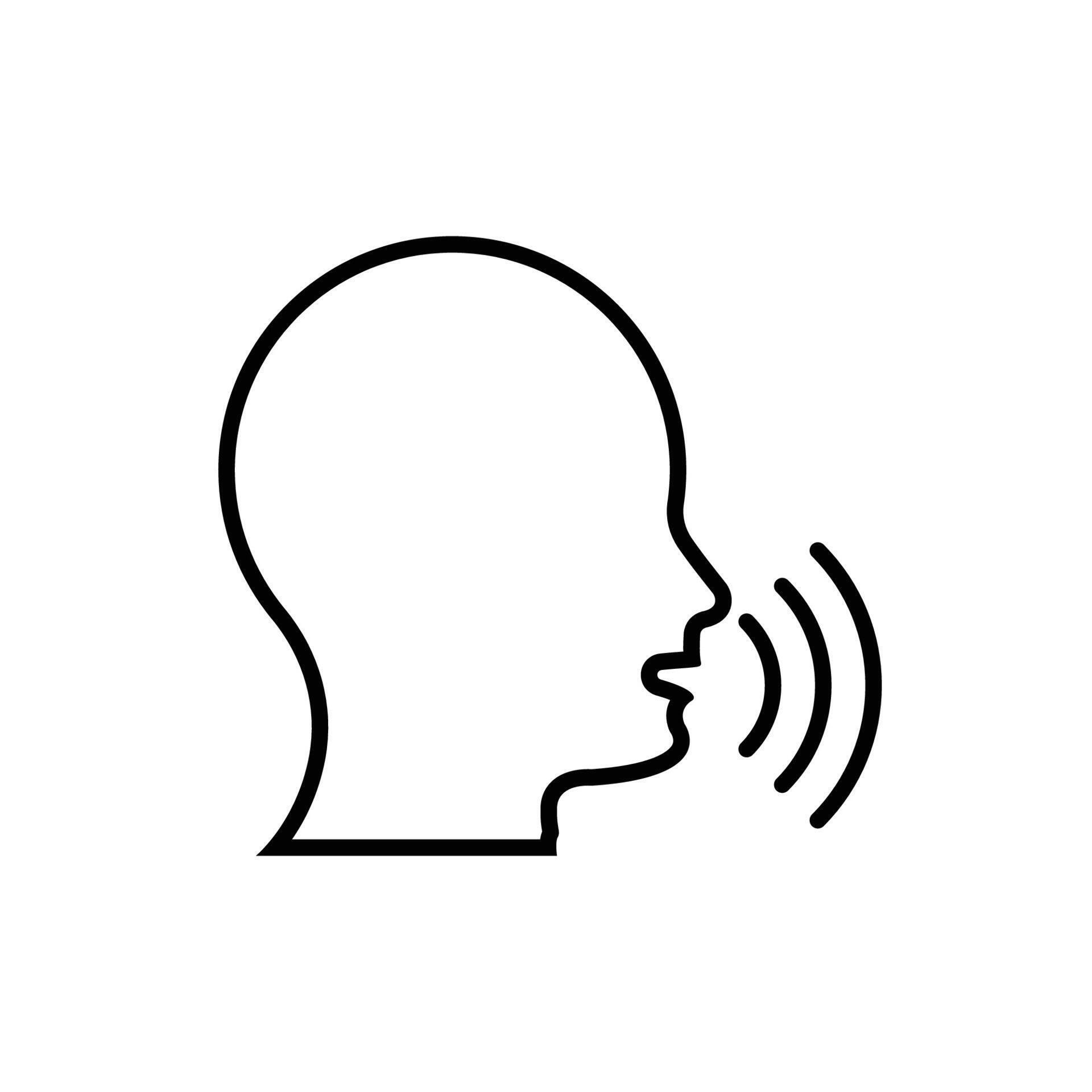 Voice Control Icon Speak Or Talk Recognition Linear Icon Speaking And Talking Command Sound