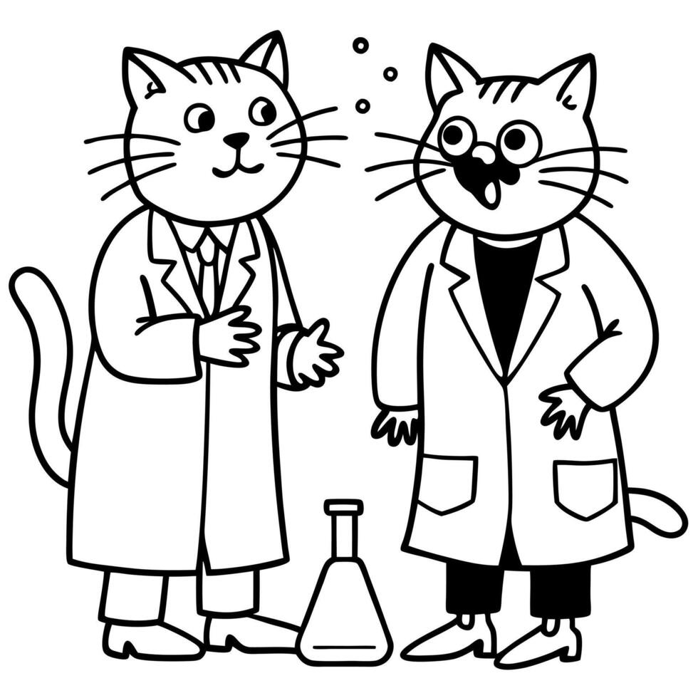 Cats dressed as scientists frightened in shock from a experiment ... Cats dressed as scientists frightened in shock from a experiment ...
