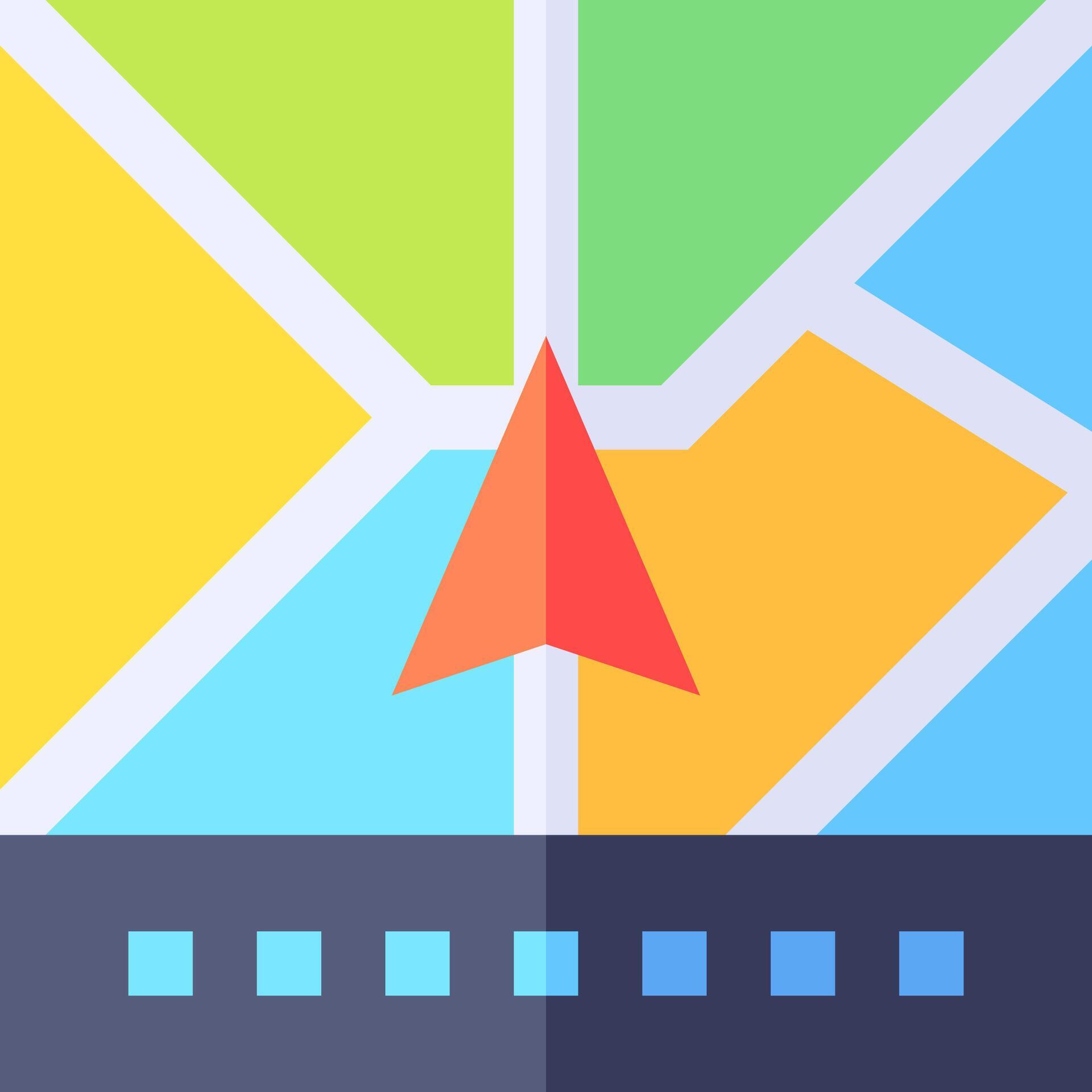 The map app icon with a red arrow pointing to the left 50937225 Vector ...