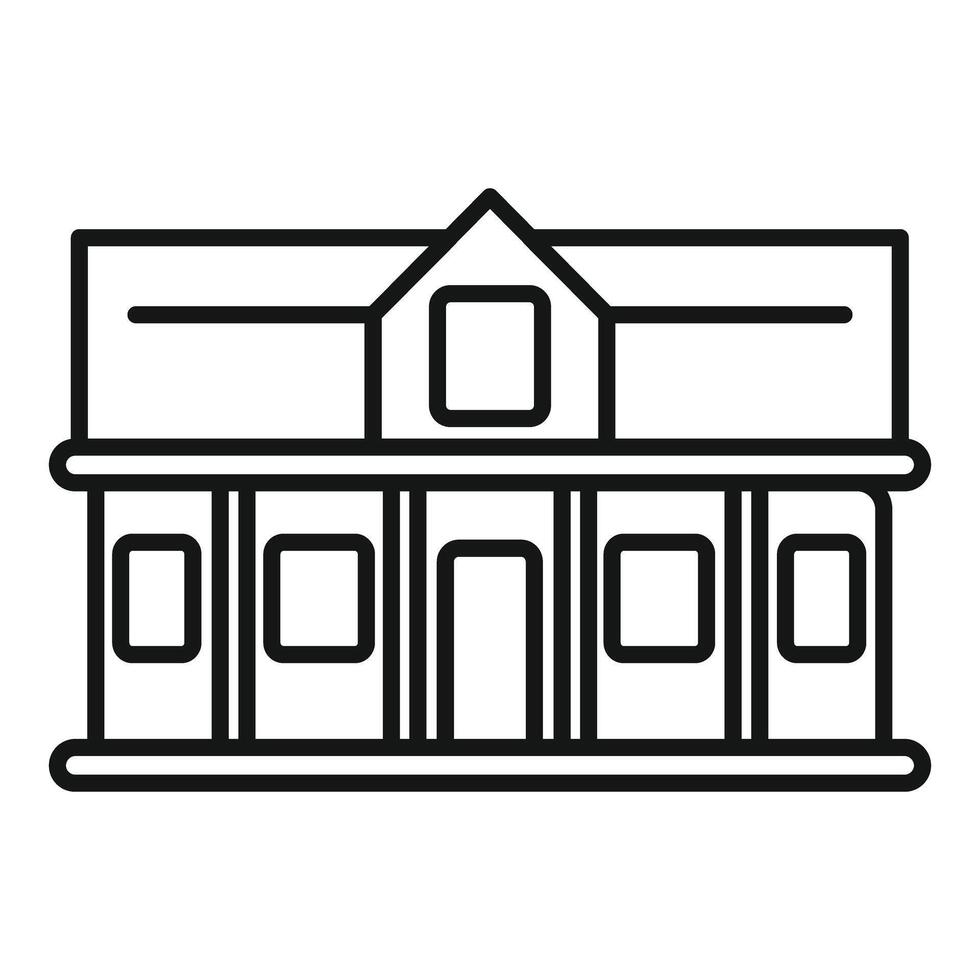 Universidad edificio fachada con columnas y ventanas icono Delgado línea vector ilustración ...