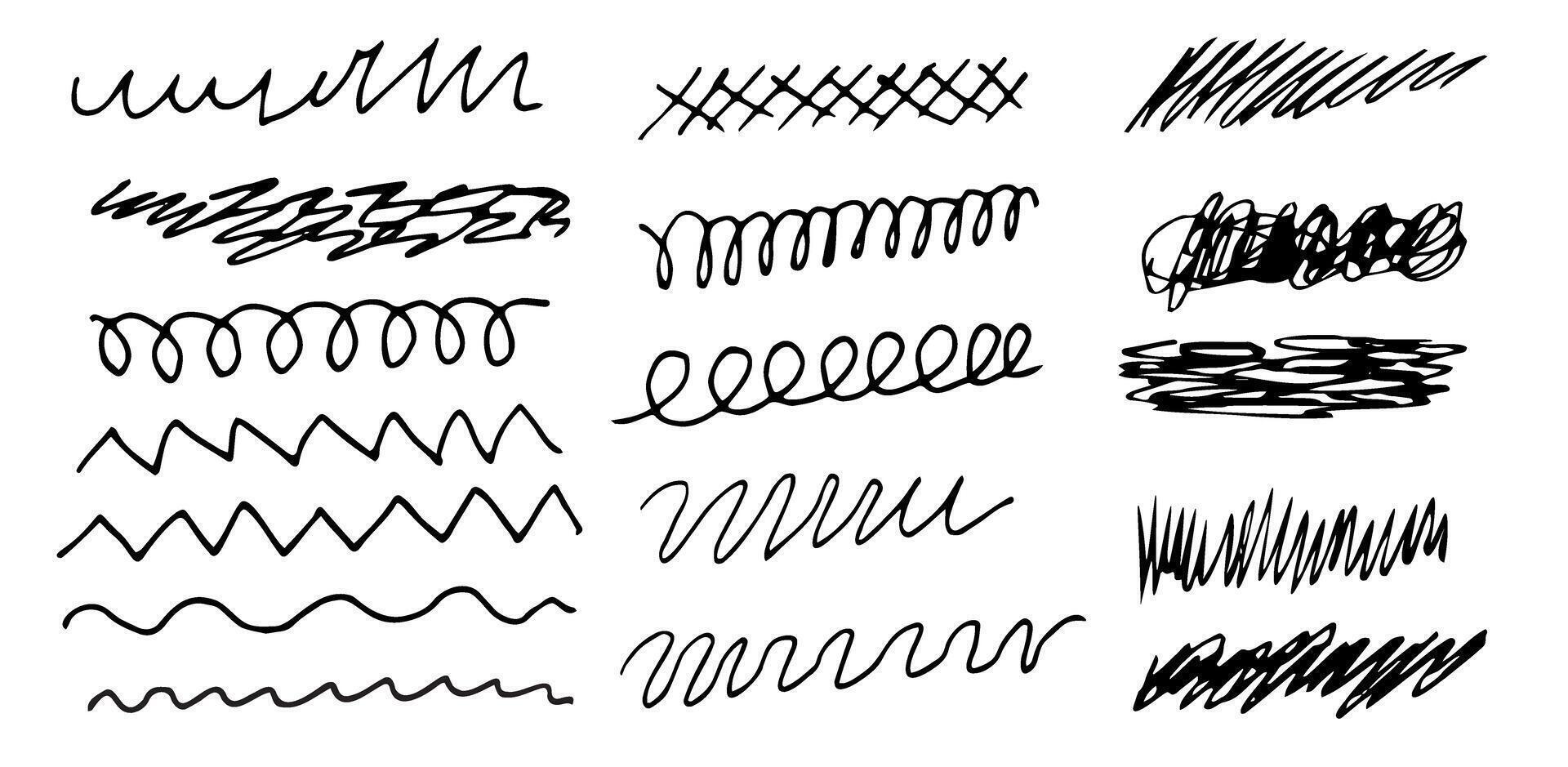 Scribbles and sketches, marker line set. Hand drawn abstract doodle ...