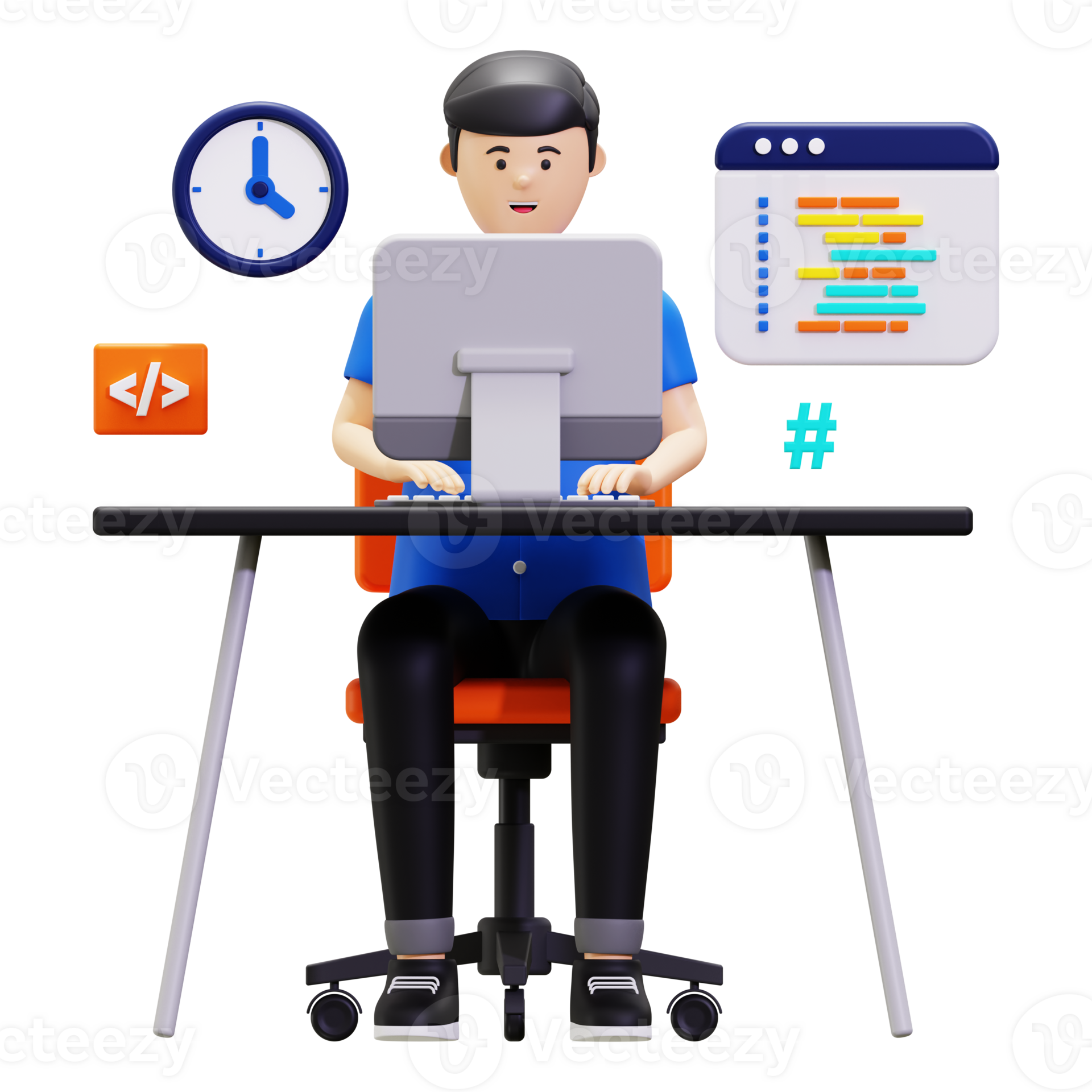 3d Programmer Typing Programming Code Illustration 50980770 PNG