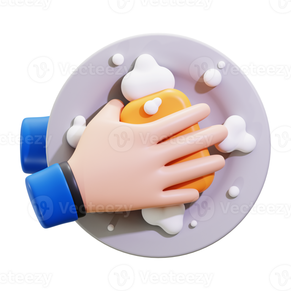 3d Wash Dishes Icon Suitable For Hygiene Sanitation Or Daily Routine