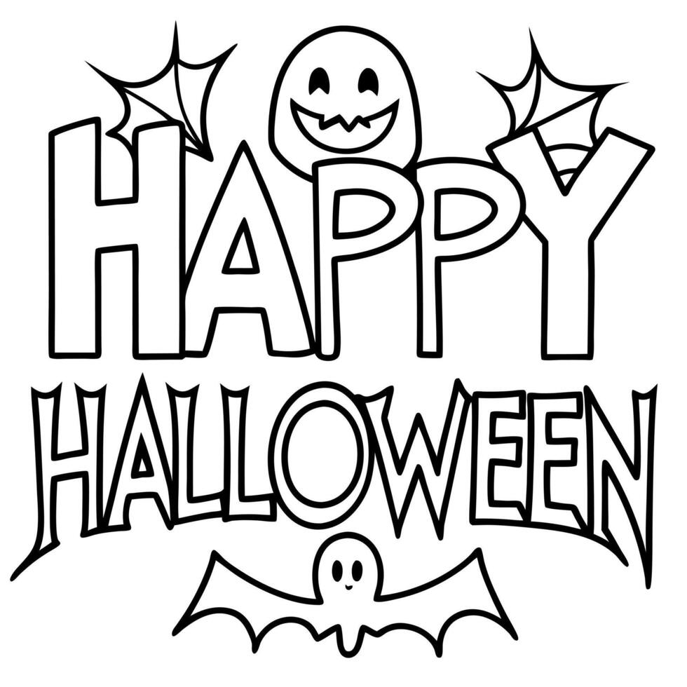 happy halloween smooky typography, illustration line art 50990107 Vector Art at Vecteezy