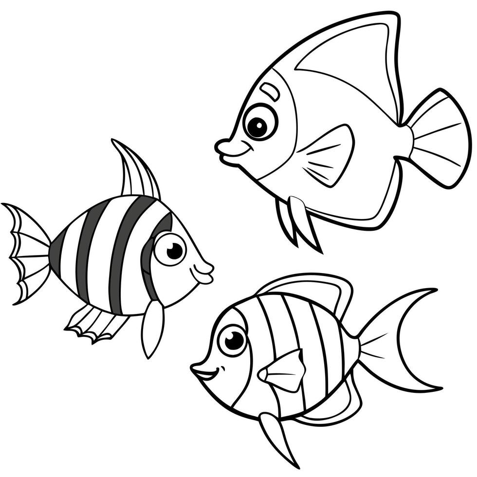 3 pez mariposa pez espada dibujos animados, ilustración línea Arte 50997570 Vector en Vecteezy