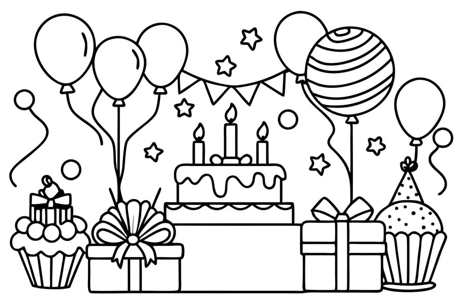 Birthday coloring pages for kids 51004768 Vector Art at Vecteezy