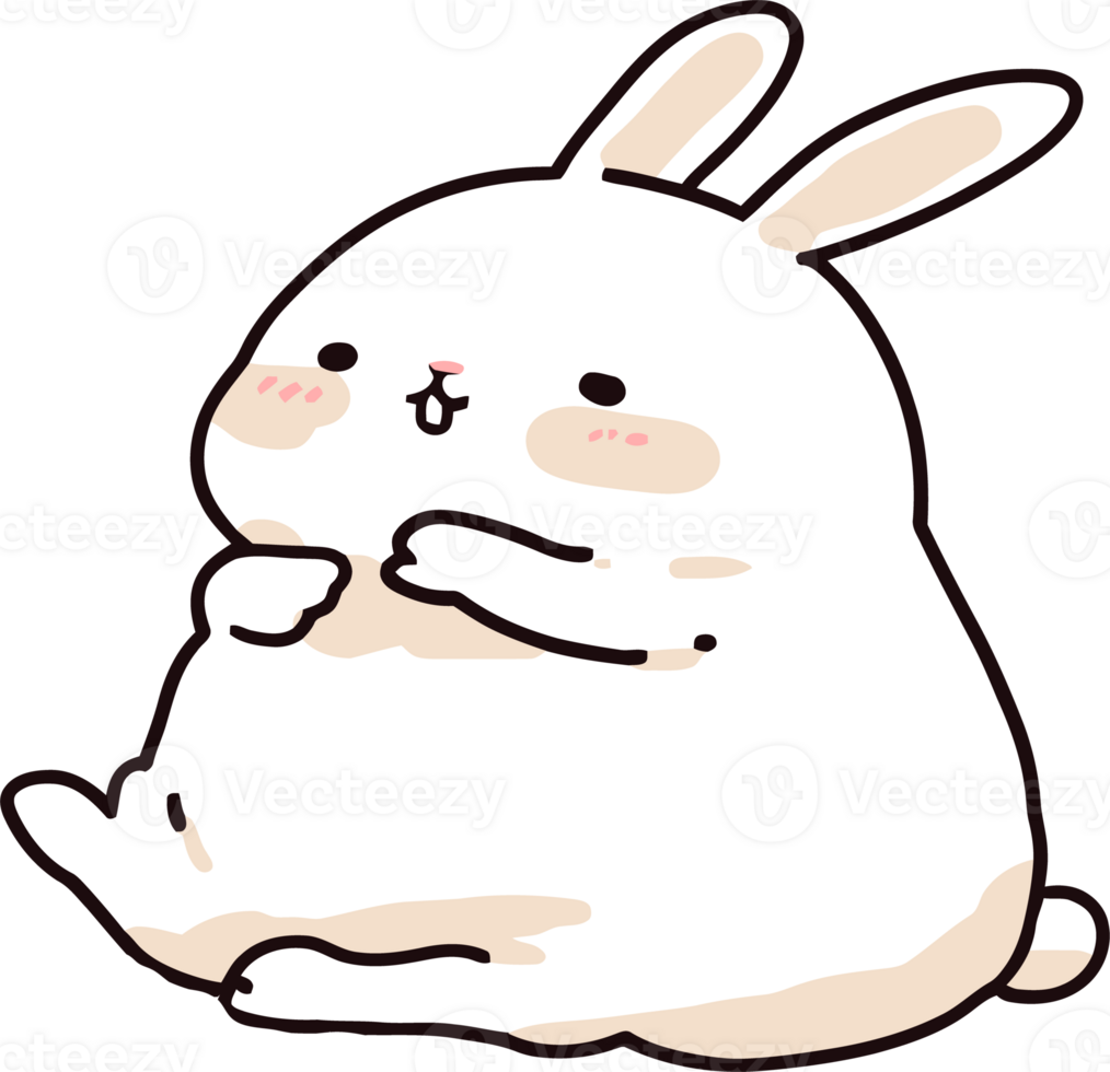 Cute Chubby Bunny Cartoon Illustration - Adorable Fat Rabbit with Blush Cheeks 51015690 PNG