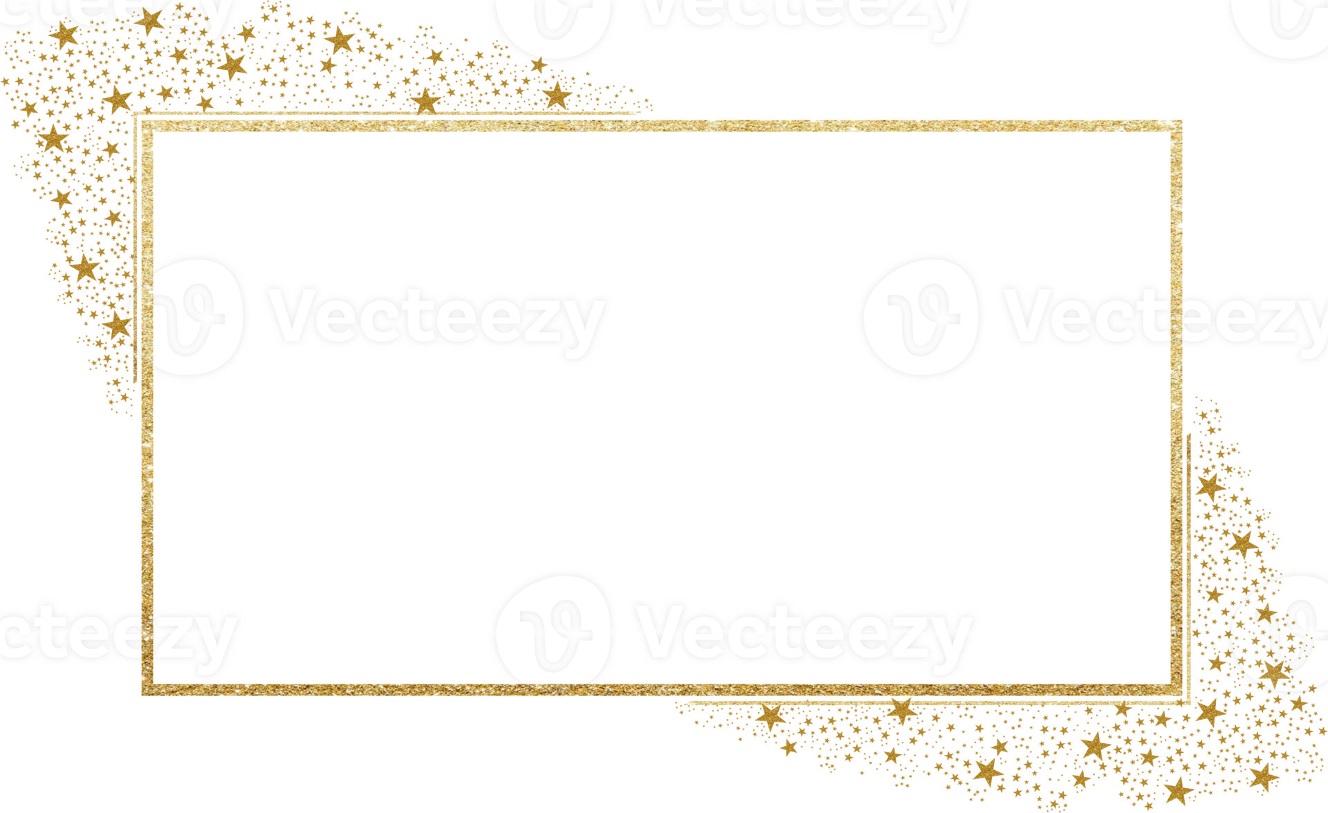 Gold Rectangular Frame With Glitter Stars 51015779 PNG