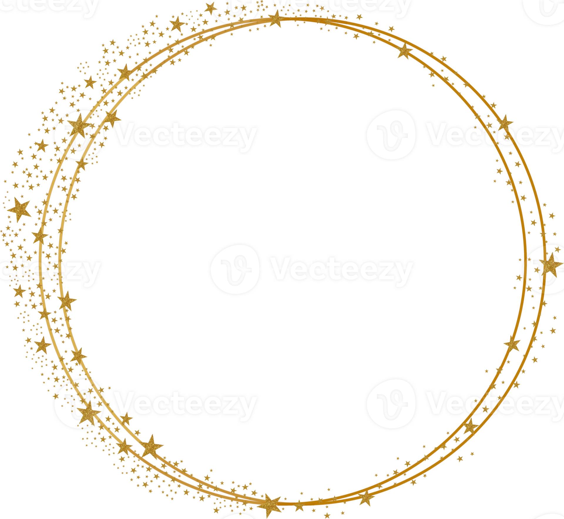 Elegant Circle Gold Frame With Sparkling Stars 51015783 PNG