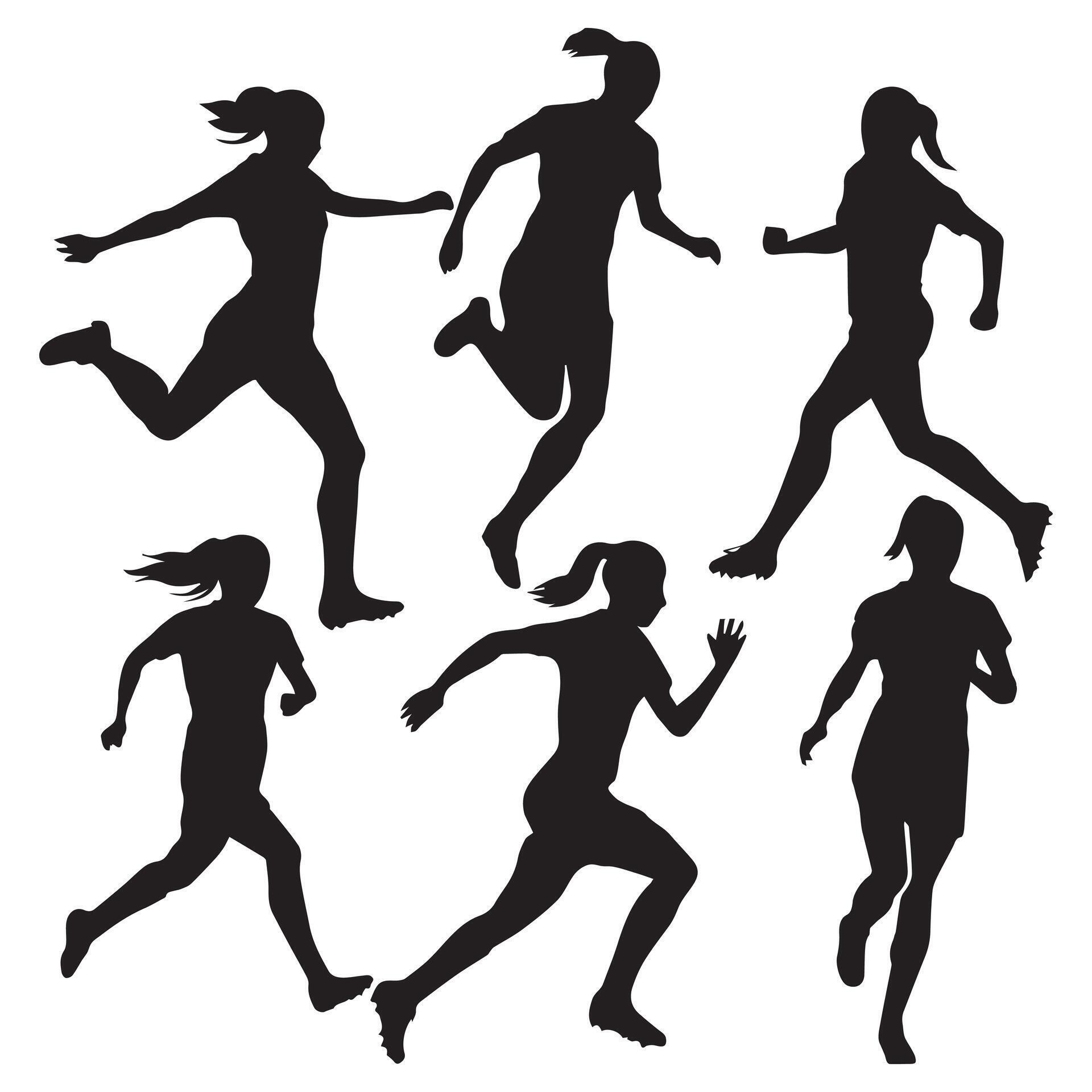 Silhouettes of women running 51018440 Vector Art at Vecteezy