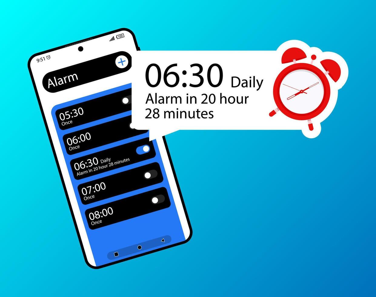 Set Alarm Mobile Application Concept Design 51019624 Vector Art At Vecteezy
