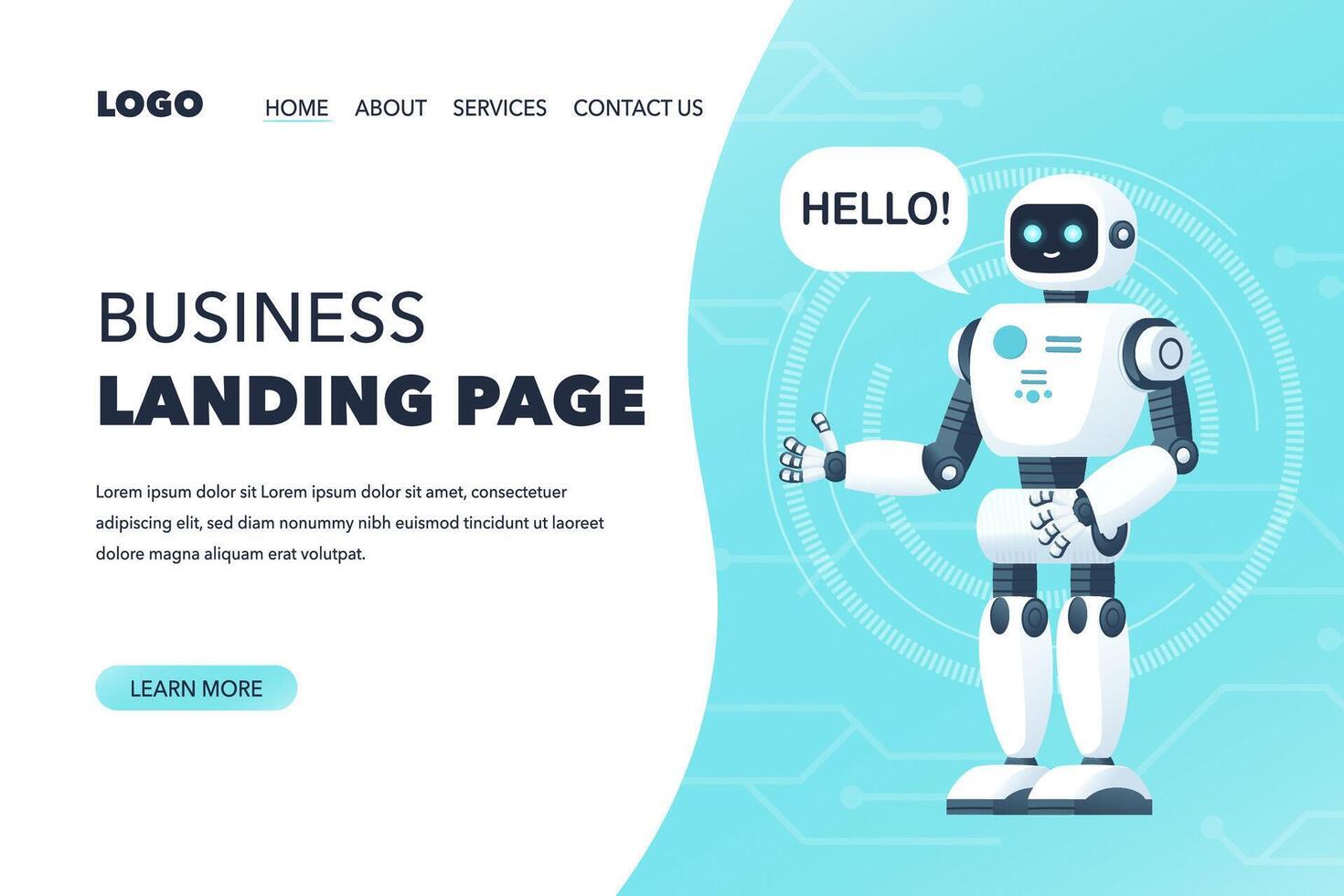 Artificial Intelligence Robot Landing Page Concept 51038581 Vector Art ...