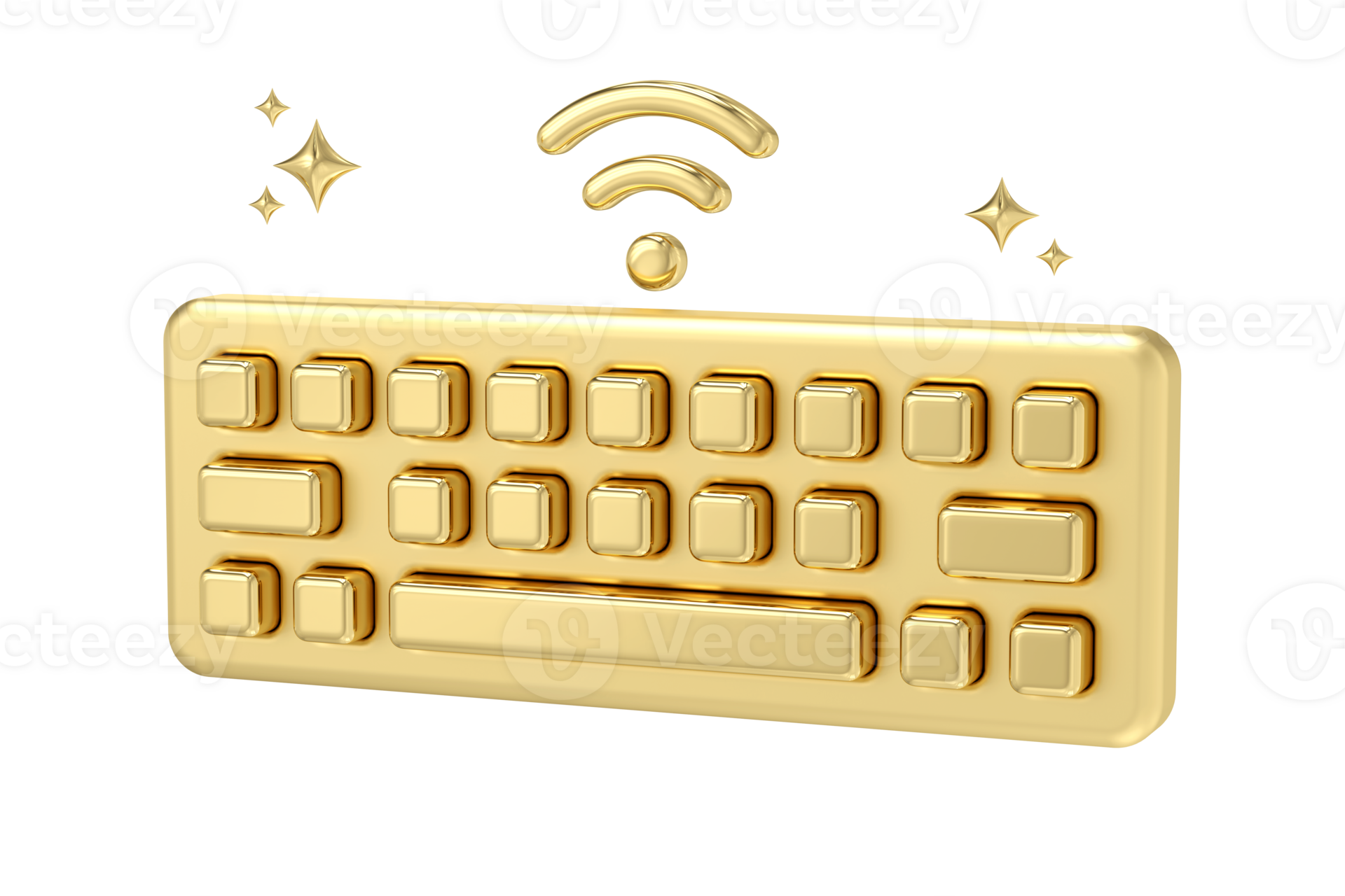 Golden Keyboard Wireless Connection, 3d rendering 51039002 PNG