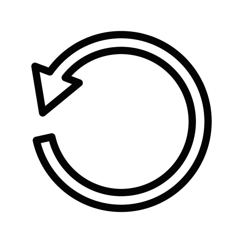 Circular refresh arrow icon in black outline. Illustration representing update, reload, or ...