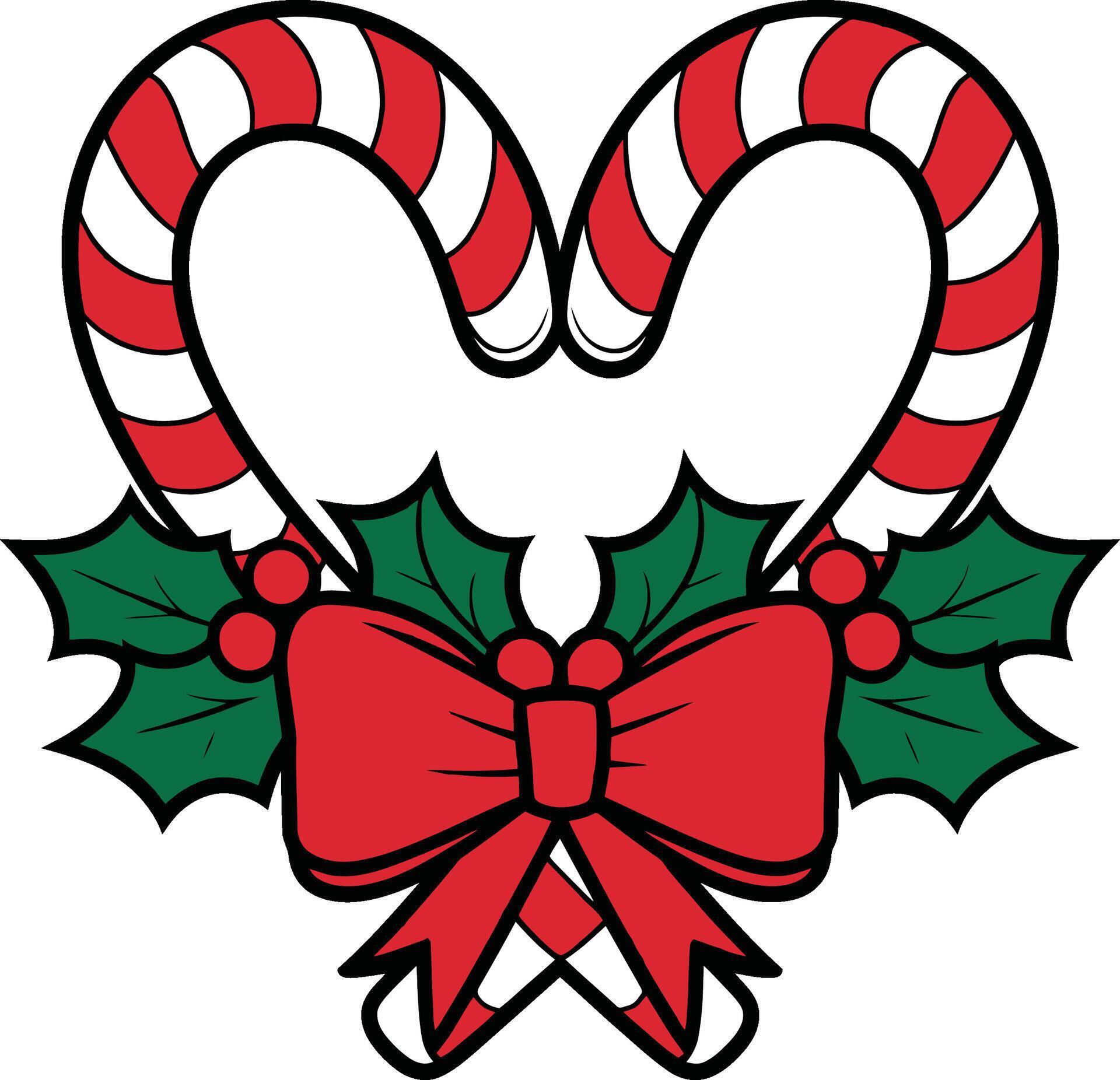 Festive Heart-Shaped Candy Canes with Bow and Holly for Christmas 51043134 Vector Art at Vecteezy
