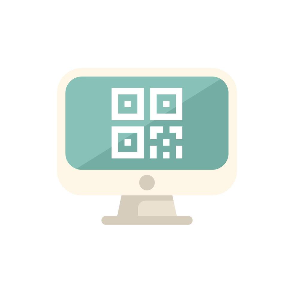 Desktop computer displaying qr code for online access 51061998 Vector ...