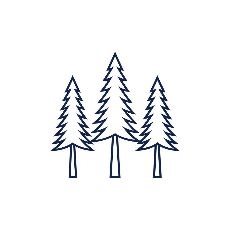 Pine trees line icon, illustration, isolated on white background ...