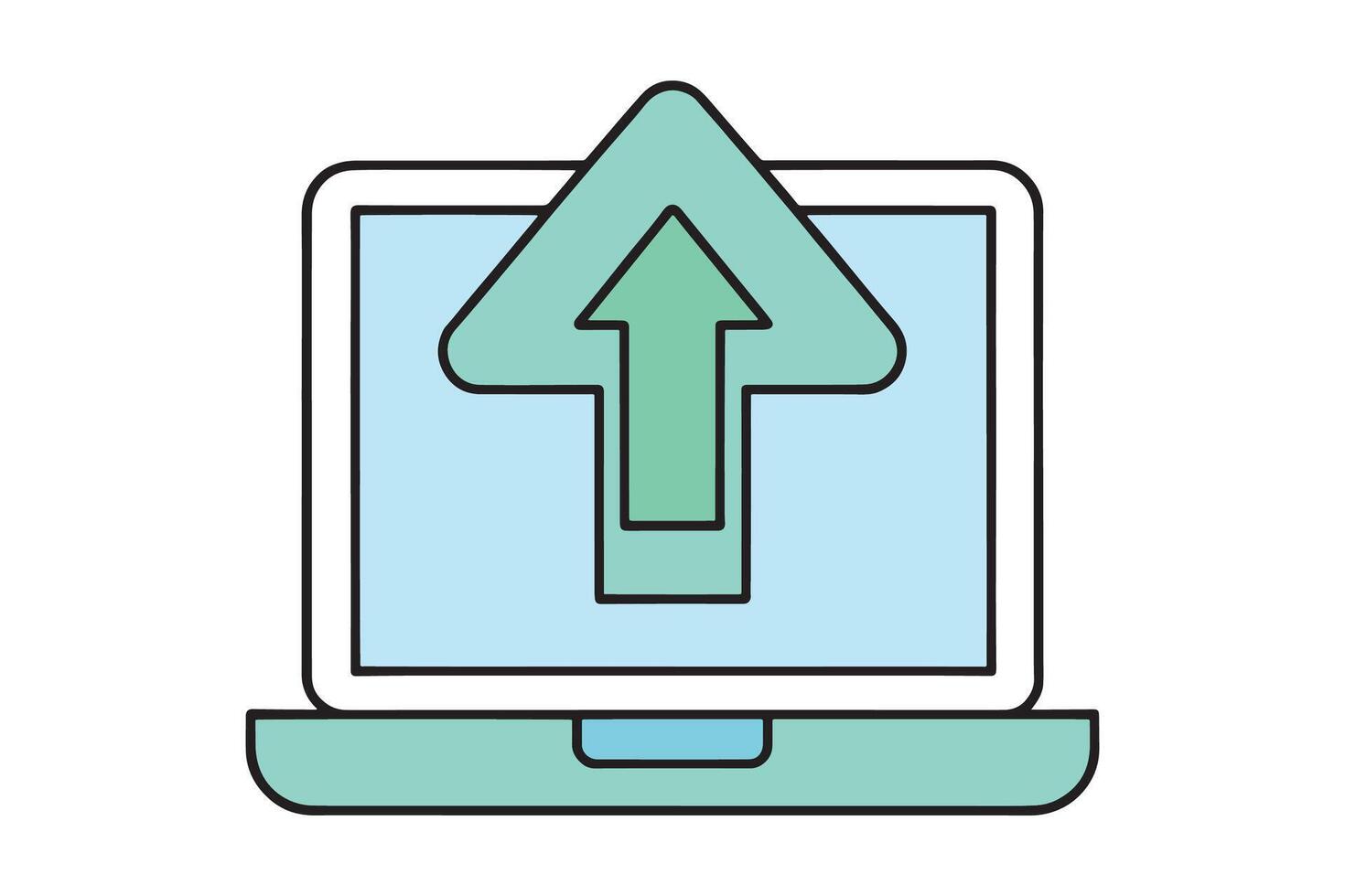 Symbolizing data upload or ascension in a digital context isolated ...