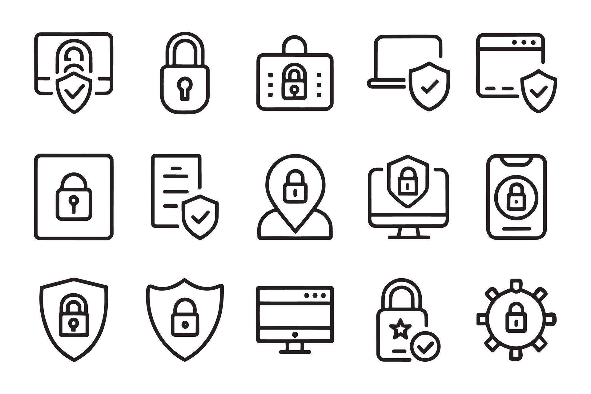 Personal Data Protection Passwords Related Editable Icon Set Isolated