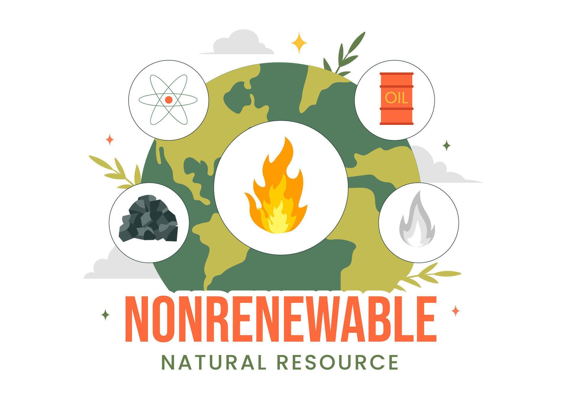 Illustration of Fossil Fuels and Nuclear Power as Nonrenewable Energy ...