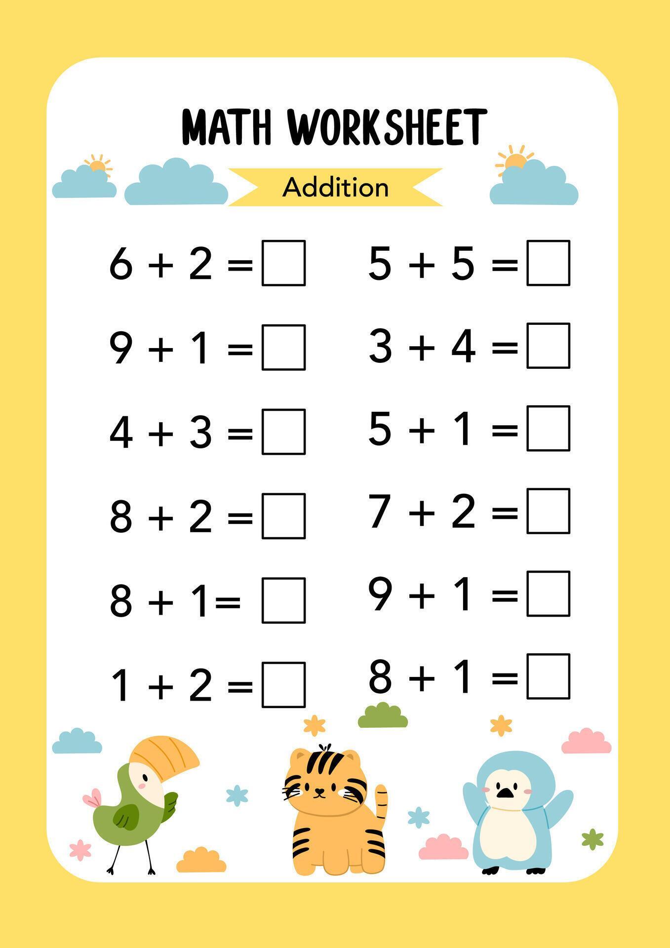 Math addition Worksheet educational how many activities for children on ...