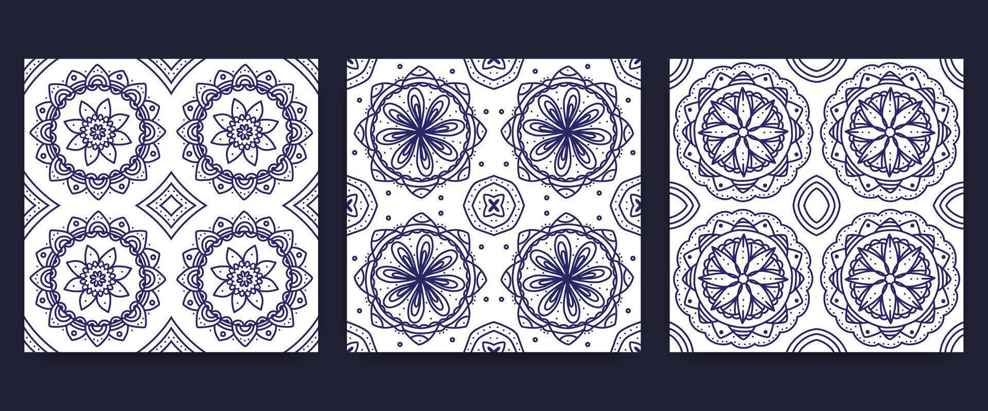 Mandala seamless pattern set geometric background tile design. 51090311 ...