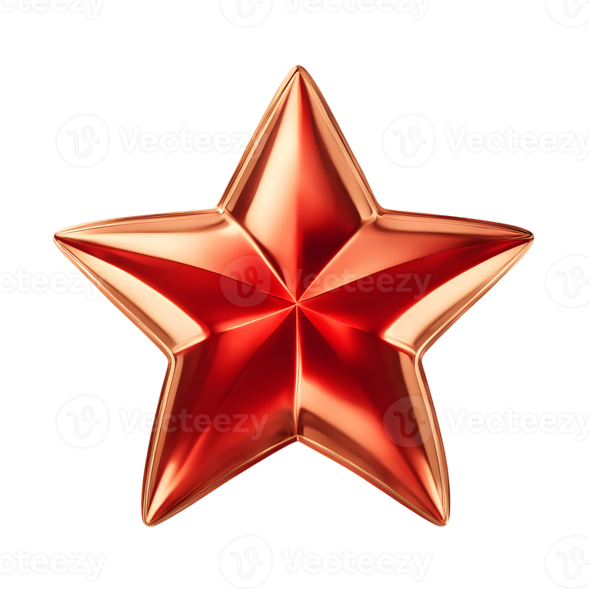 3D Red and Gold Shiny Metallic Star Isolated on Transparent Background 51095730 PNG