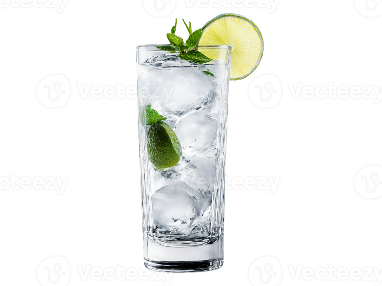 Vodka Vitality A Sleek Vodka Glass Filled With Ice Garnished With A Slice Of Lime 51123768 Png