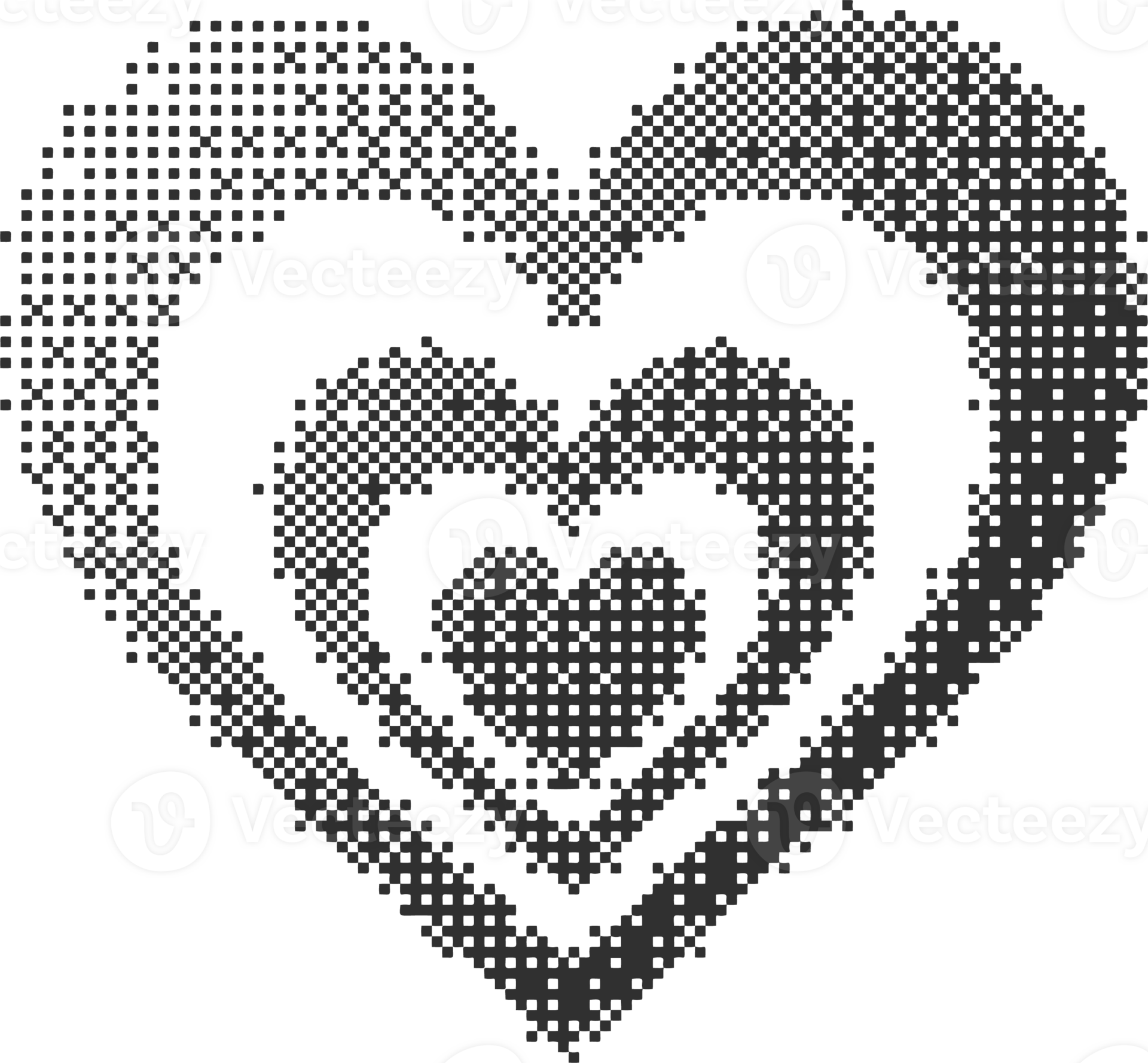 Bitmap Pattern Abstract Heart Shape Halftone Gradient Element Y2k Graphic Abstract Icon